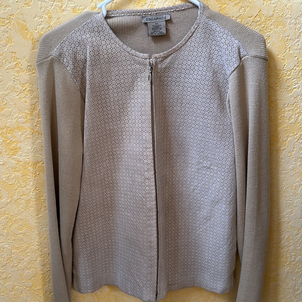 Suede/Leather Sweater/Jacket By Escapade Size M - Gem
